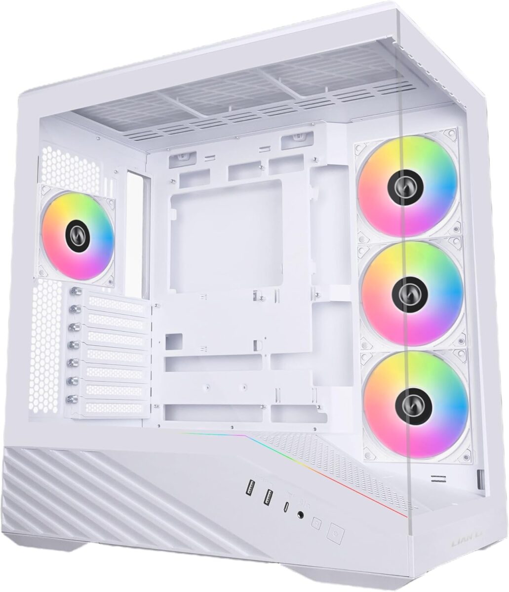 Lian Li Vector V100 White – 4 x 120mm ARGB – LED RGB Strip – Tempered Glass – ATX Case – TECHMOBILE